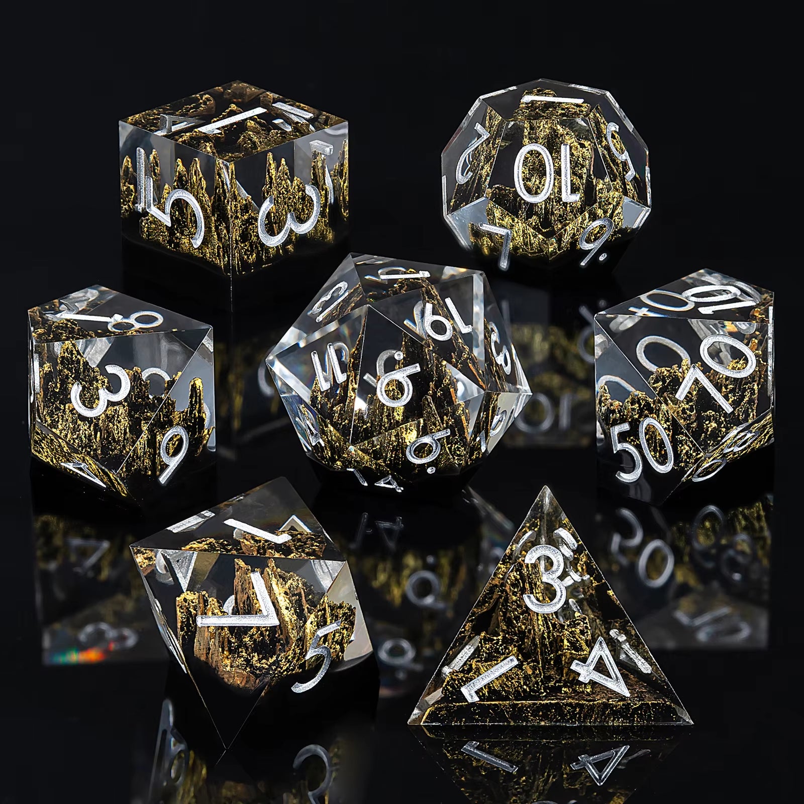 IceForge Dice Canada - Ember Spire – Elemental Core Dice Set