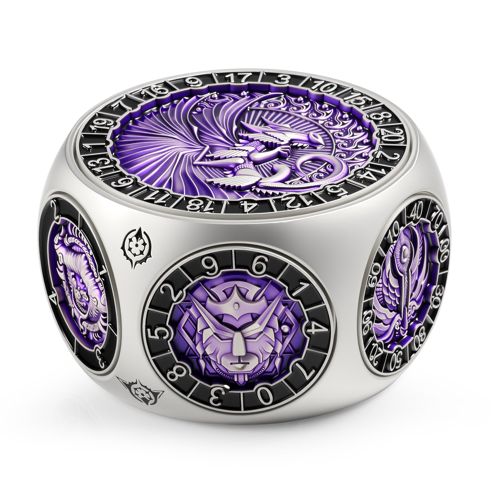 Void Seraph Titan – Forged Spinner Dice (8-in-1 Dual D20) – IceForge Dice