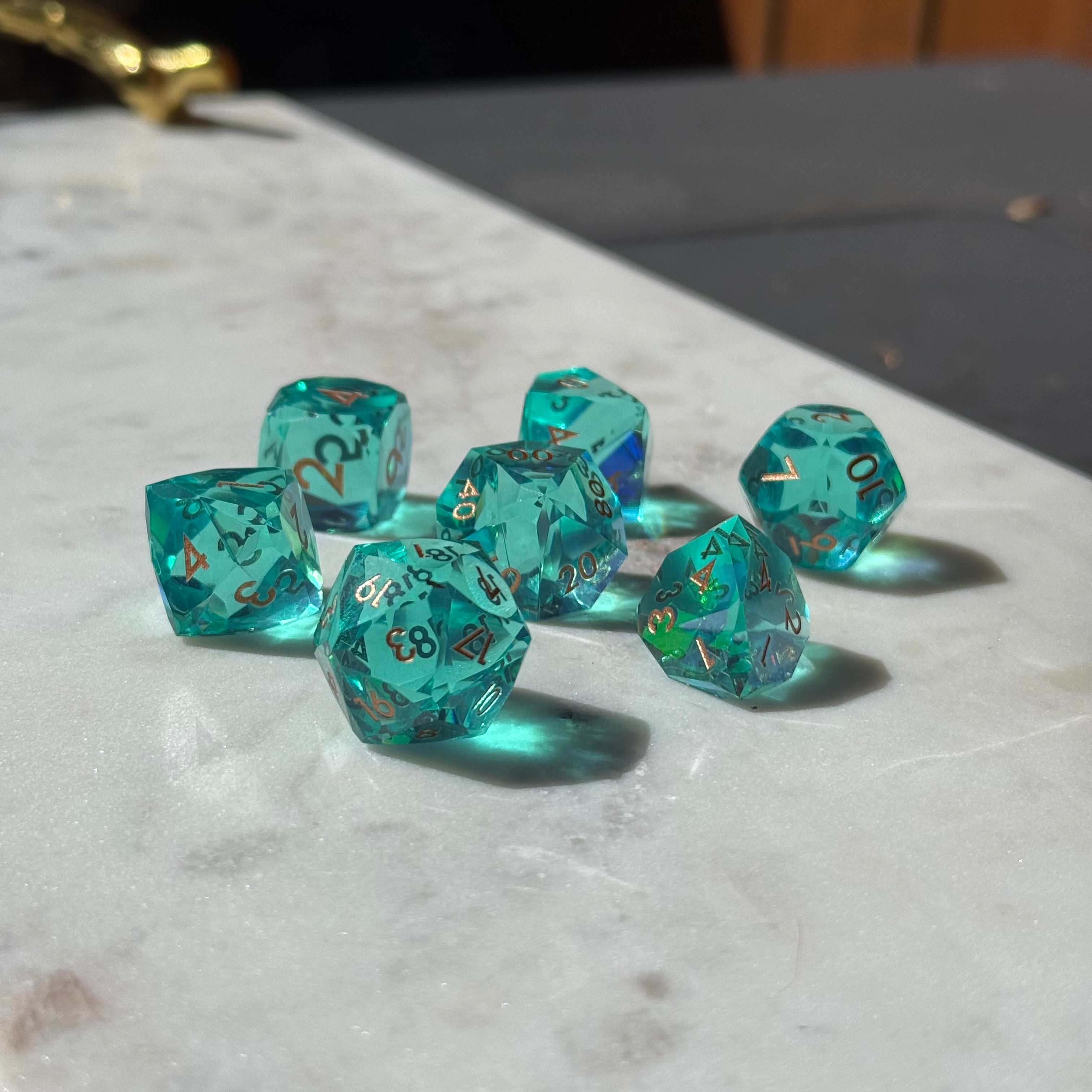 Abyssal Tide – Diamond-Edge Resin Dice Set – IceForge Dice