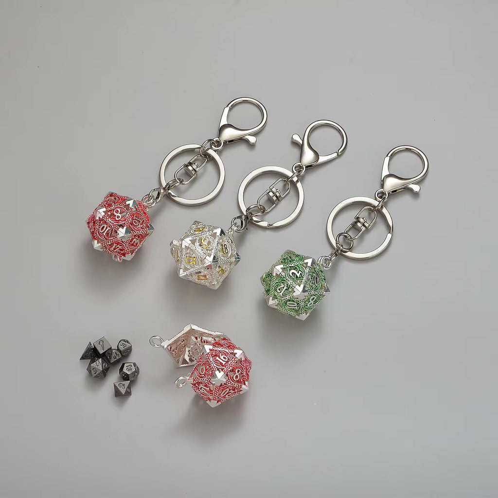 Arcane Filigree D20 Keychain & Mini Dice Companion Set – IceForge Dice