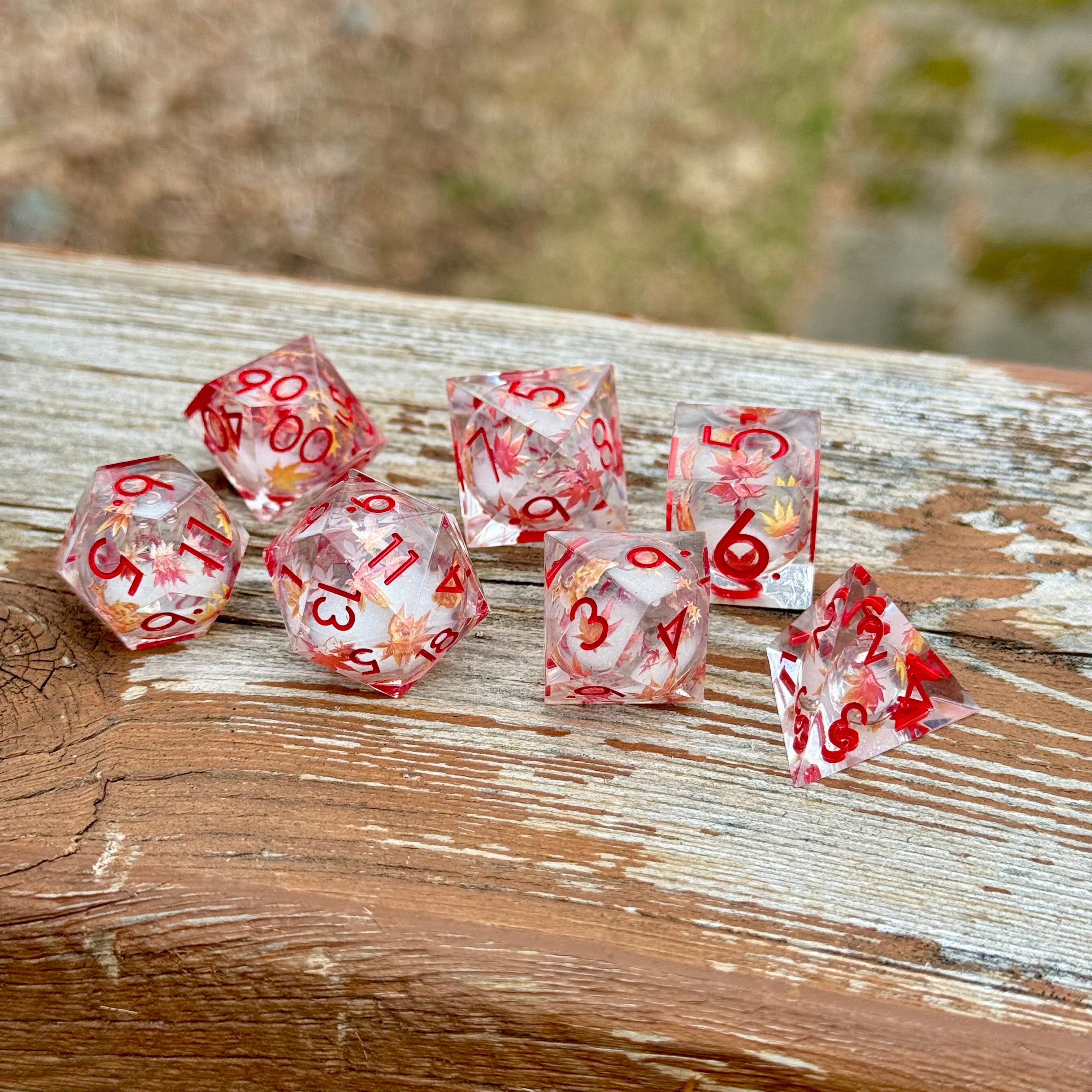 Maple Crown – Frostsilver - Liquid Core Dice Set – IceForge Dice